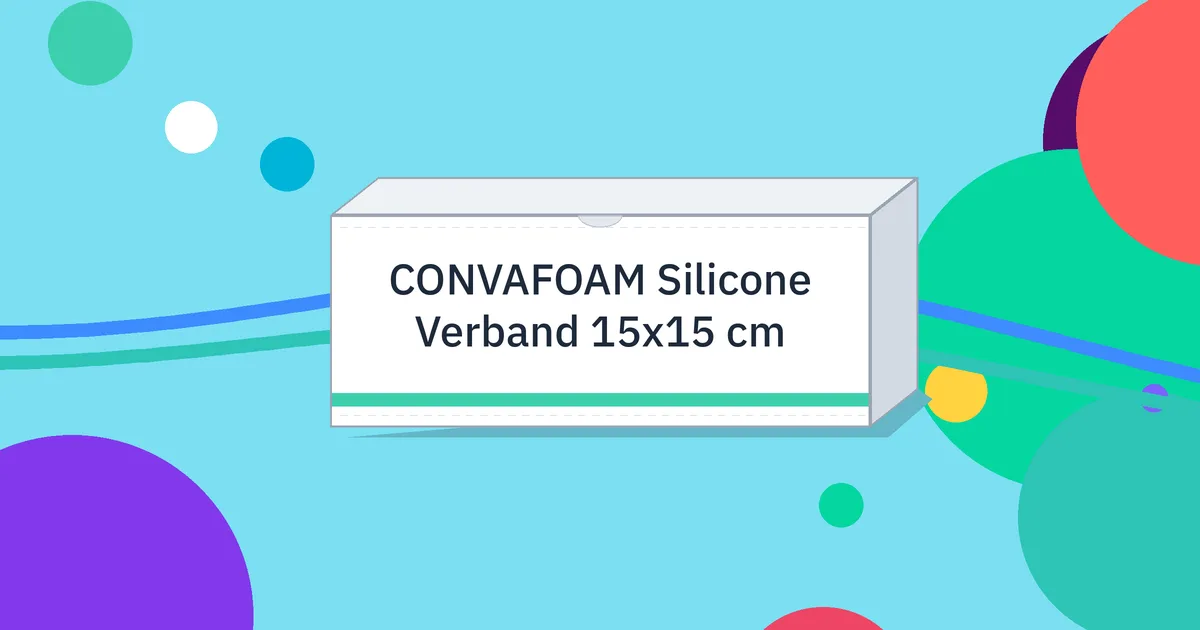 Symbolbild: Packung mit der Aufschrift CONVAFOAM Silicone Verband 15x15 cm (PZN 20388383) – Verfügbarkeit und Bezug in Apotheken in Frankfurt am Main