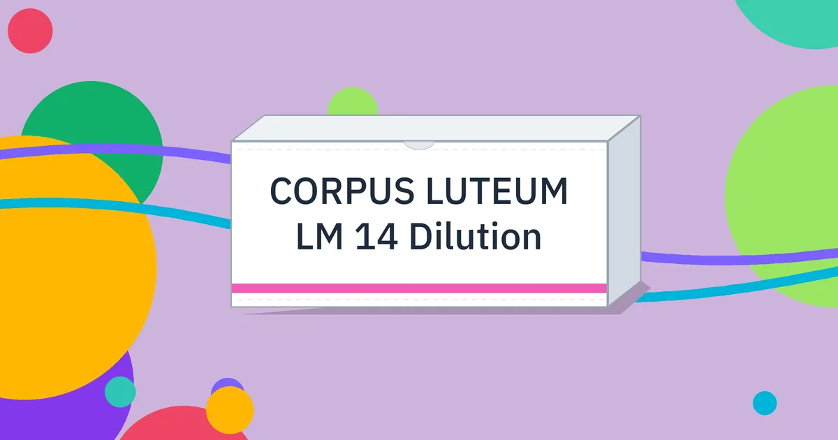 Symbolbild: Packung mit der Aufschrift CORPUS LUTEUM LM 14 Dilution (PZN 12834897) – Verfügbarkeit und Bezug in Apotheken in Frankfurt am Main