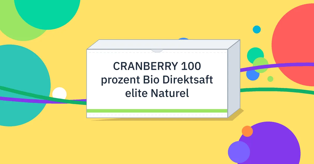 Symbolbild: Packung mit der Aufschrift CRANBERRY 100 prozent Bio Direktsaft elite Naturel (PZN 13514048) – Verfügbarkeit und Bezug in Apotheken in Frankfurt am Main