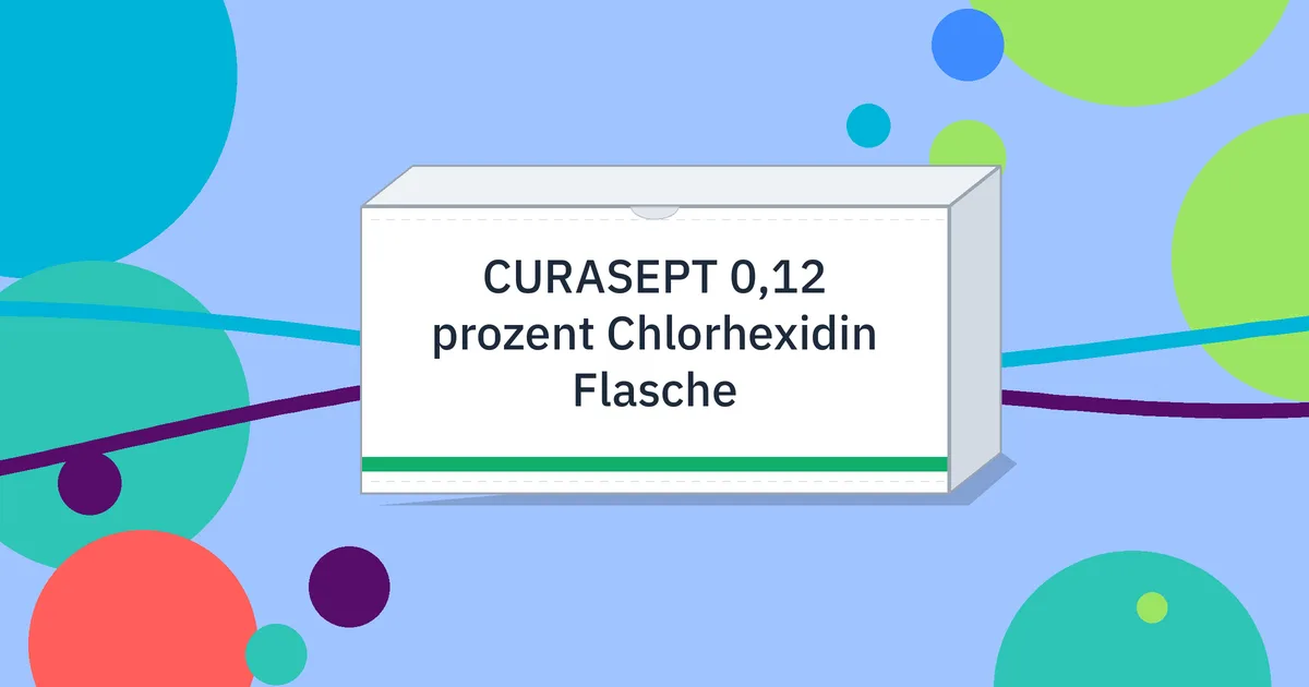 Symbolbild: Packung mit der Aufschrift CURASEPT 0,12 prozent Chlorhexidin Flasche (PZN 04074194) – Verfügbarkeit und Bezug in Apotheken in Frankfurt am Main
