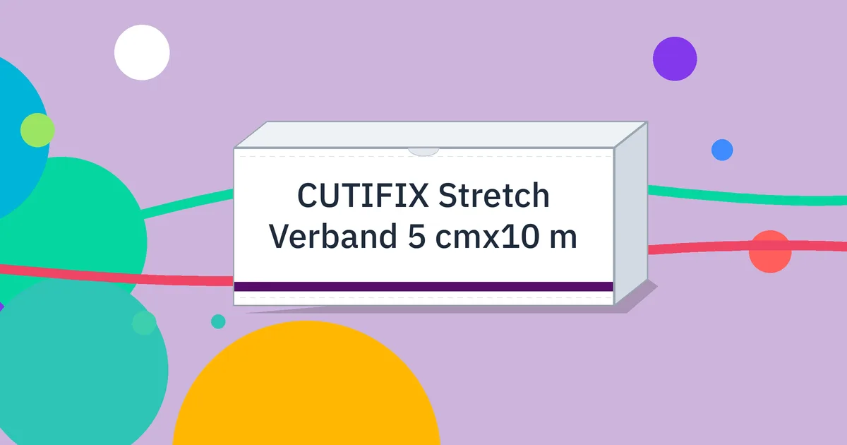 Symbolbild: Packung mit der Aufschrift CUTIFIX Stretch Verband 5 cmx10 m (PZN 10274980) – Verfügbarkeit und Bezug in Apotheken in Frankfurt am Main