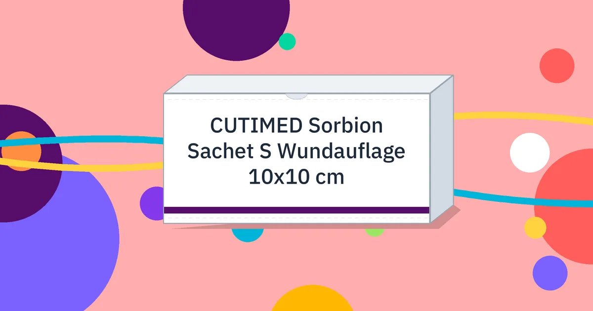 Symbolbild: Packung mit der Aufschrift CUTIMED Sorbion Sachet S Wundauflage 10x10 cm (PZN 19785216) – Verfügbarkeit und Bezug in Apotheken in Frankfurt am Main