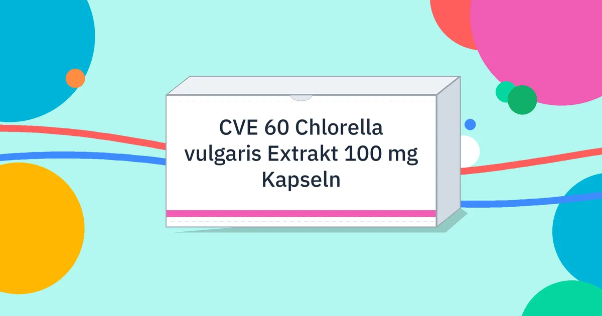 Symbolbild: Packung mit der Aufschrift CVE 60 Chlorella vulgaris Extrakt 100 mg Kapseln (PZN 07031966) – Verfügbarkeit und Bezug in Apotheken in Frankfurt am Main