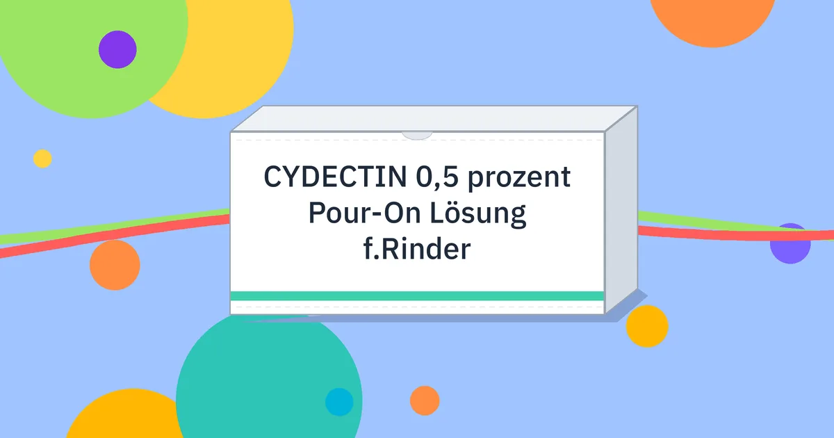 Symbolbild: Packung mit der Aufschrift CYDECTIN 0,5 prozent Pour-On Lösung f.Rinder (PZN 07725605) – Verfügbarkeit und Bezug in Apotheken in Frankfurt am Main