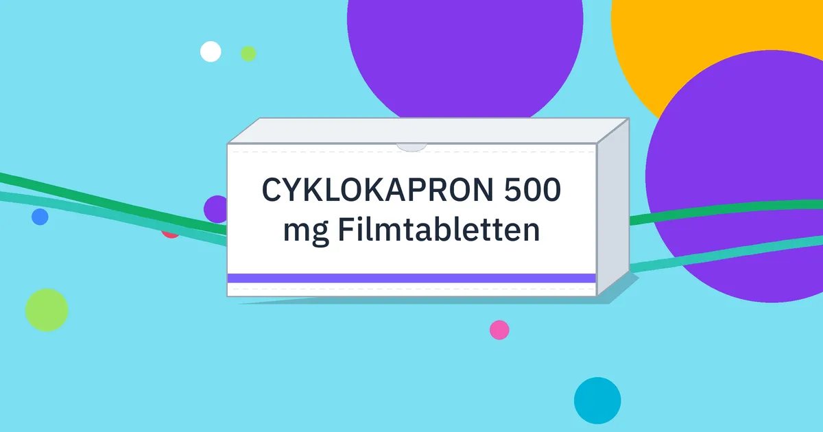 Symbolbild: Packung mit der Aufschrift CYKLOKAPRON 500 mg Filmtabletten (PZN 01164614) – Verfügbarkeit und Bezug in Apotheken in Frankfurt am Main