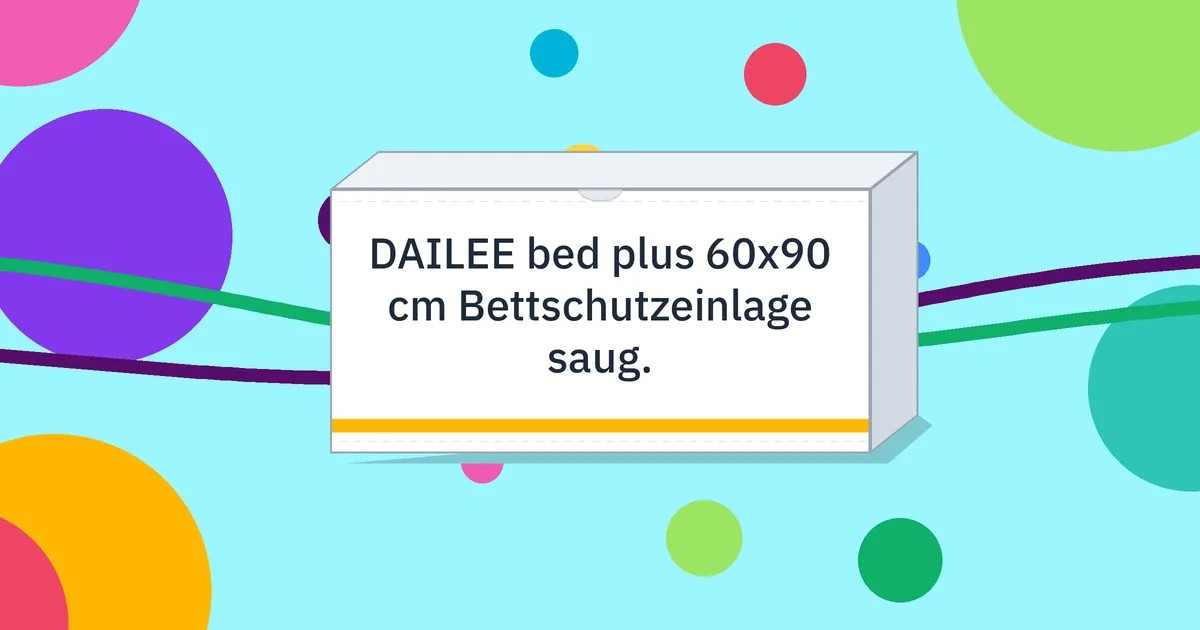 Symbolbild: Packung mit der Aufschrift DAILEE bed plus 60x90 cm Bettschutzeinlage saug. (PZN 19373382) – Verfügbarkeit und Bezug in Apotheken in Frankfurt am Main
