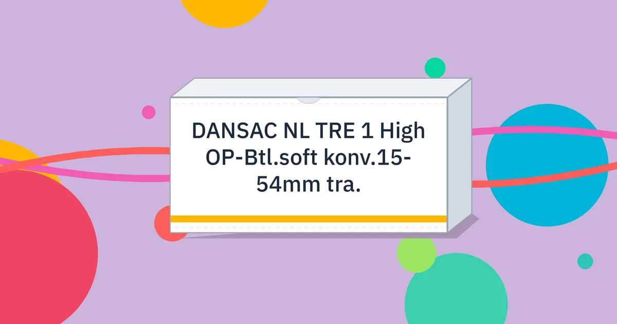 Symbolbild: Packung mit der Aufschrift DANSAC NL TRE 1 High OP-Btl.soft konv.15-54mm tra. (PZN 19745197) – Verfügbarkeit und Bezug in Apotheken in Frankfurt am Main