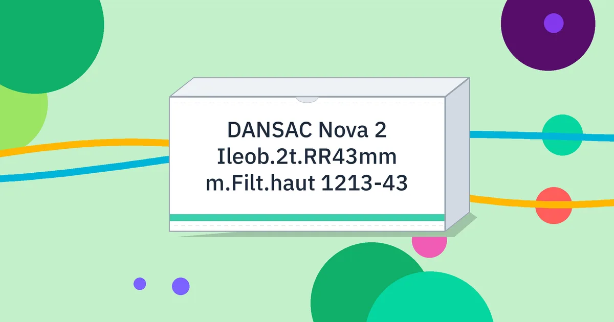 Symbolbild: Packung mit der Aufschrift DANSAC Nova 2 Ileob.2t.RR43mm m.Filt.haut 1213-43 (PZN 03507343) – Verfügbarkeit und Bezug in Apotheken in Frankfurt am Main