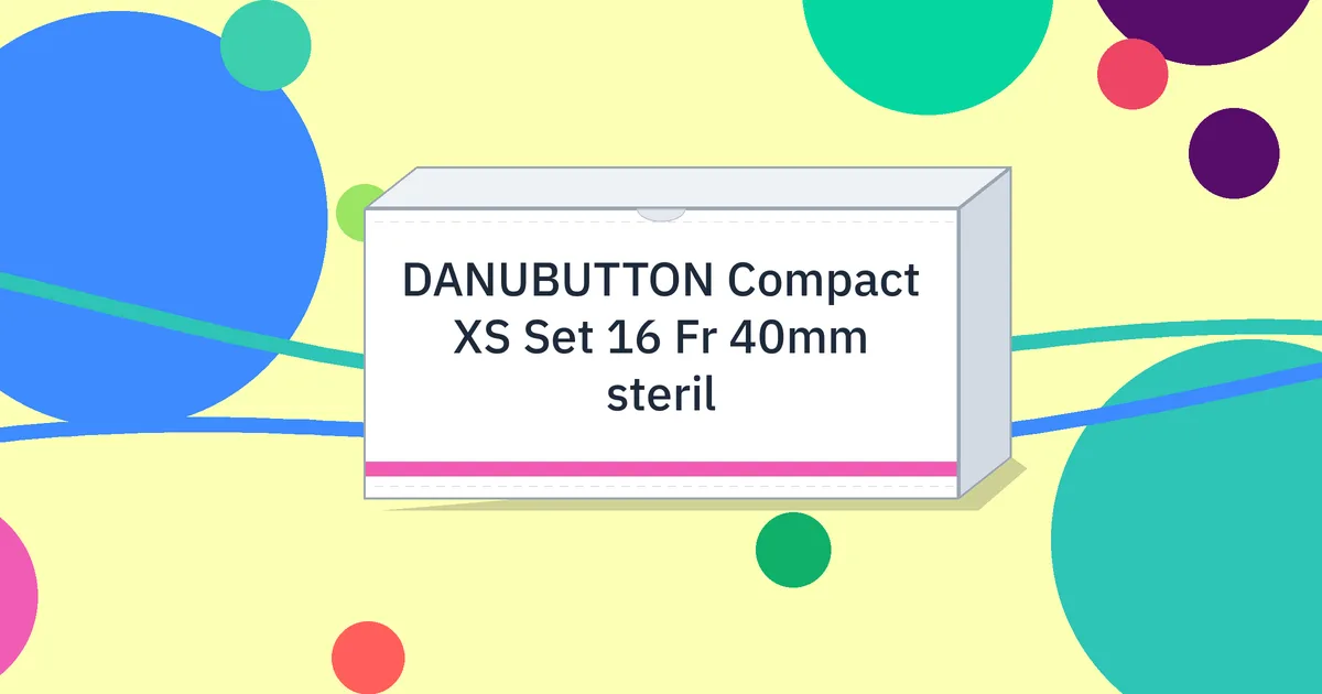 Symbolbild: Packung mit der Aufschrift DANUBUTTON Compact XS Set 16 Fr 40mm steril (PZN 19852912) – Verfügbarkeit und Bezug in Apotheken in Frankfurt am Main