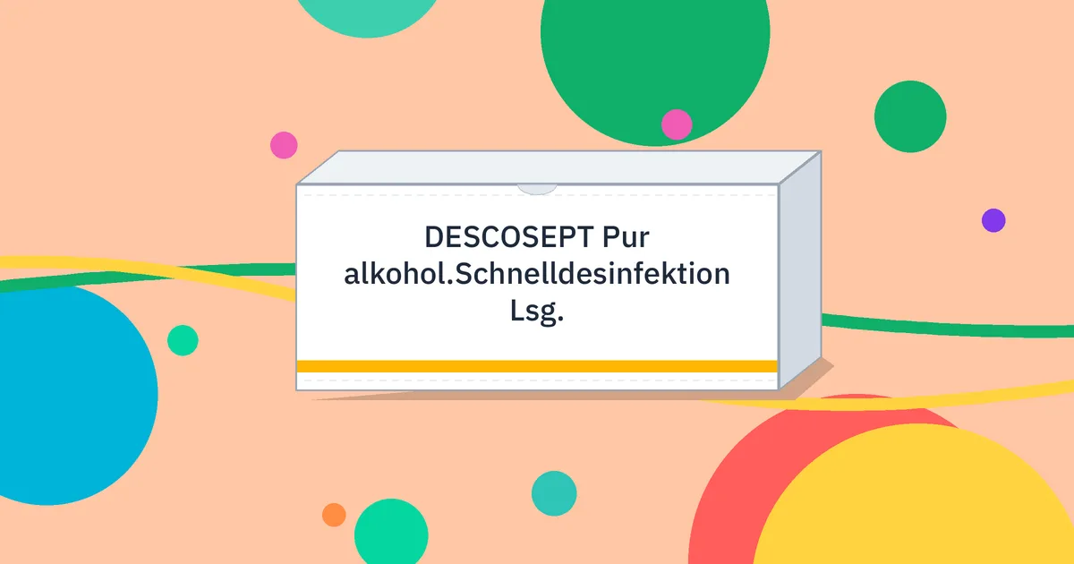 Symbolbild: Packung mit der Aufschrift DESCOSEPT Pur alkohol.Schnelldesinfektion Lsg. (PZN 03979906) – Verfügbarkeit und Bezug in Apotheken in Frankfurt am Main