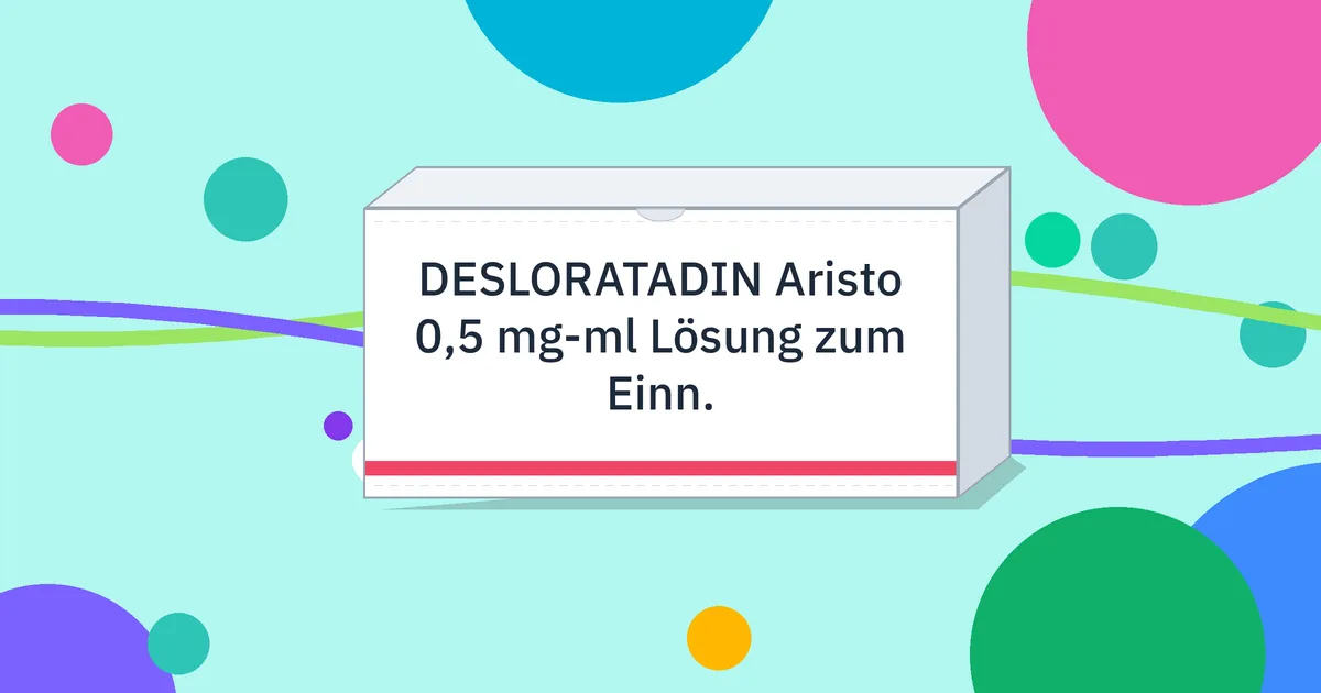 Symbolbild: Packung mit der Aufschrift DESLORATADIN Aristo 0,5 mg-ml Lösung zum Einn. (PZN 11483875) – Verfügbarkeit und Bezug in Apotheken in Frankfurt am Main