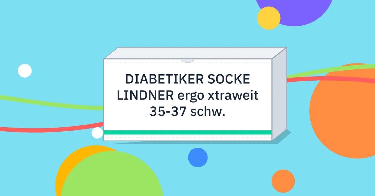 Symbolbild: Packung mit der Aufschrift DIABETIKER SOCKE LINDNER ergo xtraweit 35-37 schw. (PZN 11124774) – Verfügbarkeit und Bezug in Apotheken in Frankfurt am Main