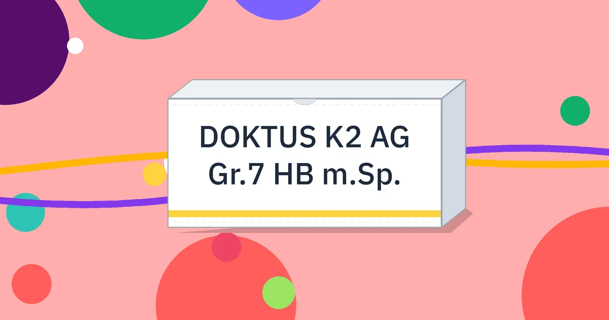 Symbolbild: Packung mit der Aufschrift DOKTUS K2 AG Gr.7 HB m.Sp. (PZN 03309608) – Verfügbarkeit und Bezug in Apotheken in Frankfurt am Main