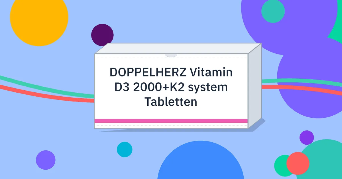 Symbolbild: Packung mit der Aufschrift DOPPELHERZ Vitamin D3 2000+K2 system Tabletten (PZN 14063820) – Verfügbarkeit und Bezug in Apotheken in Frankfurt am Main