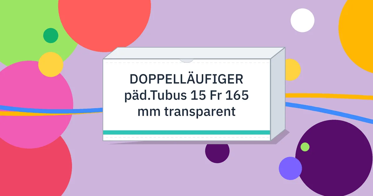 Symbolbild: Packung mit der Aufschrift DOPPELLÄUFIGER päd.Tubus 15 Fr 165 mm transparent (PZN 09514309) – Verfügbarkeit und Bezug in Apotheken in Frankfurt am Main
