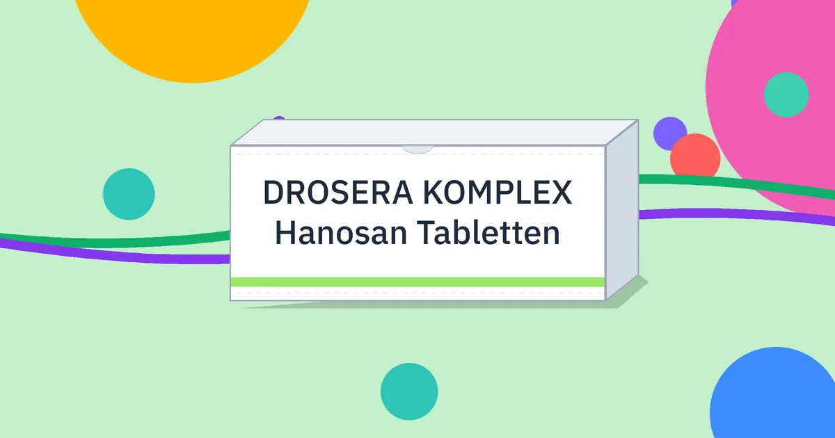 Symbolbild: Packung mit der Aufschrift DROSERA KOMPLEX Hanosan Tabletten (PZN 09268738) – Verfügbarkeit und Bezug in Apotheken in Frankfurt am Main