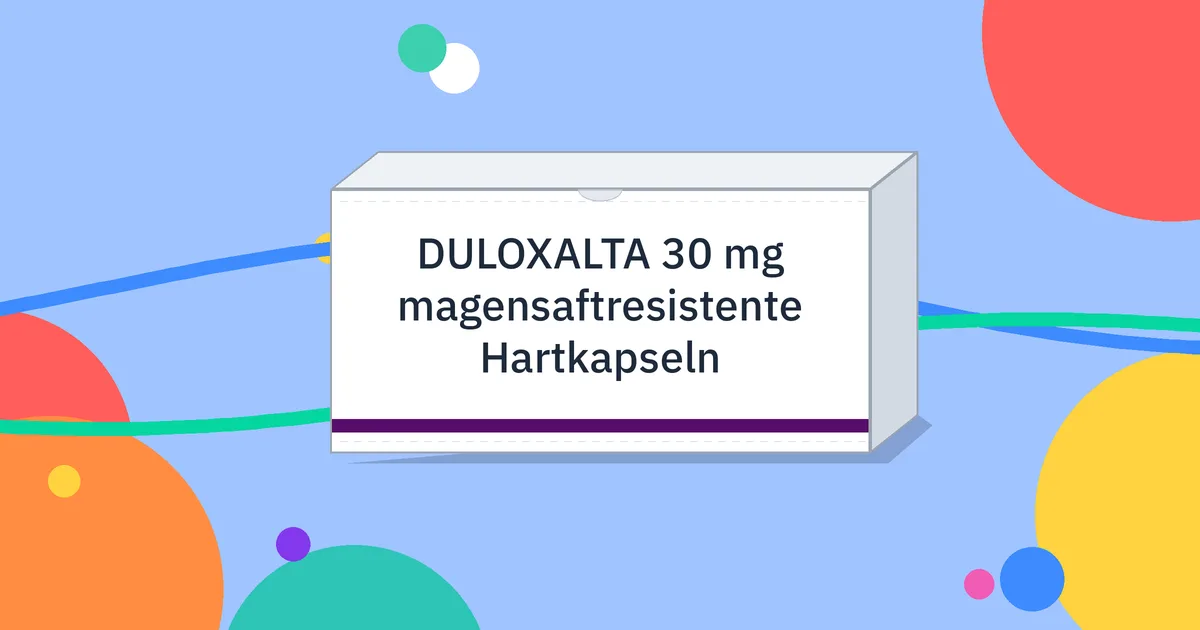 Symbolbild: Packung mit der Aufschrift DULOXALTA 30 mg magensaftresistente Hartkapseln (PZN 18169834) – Verfügbarkeit und Bezug in Apotheken in Frankfurt am Main