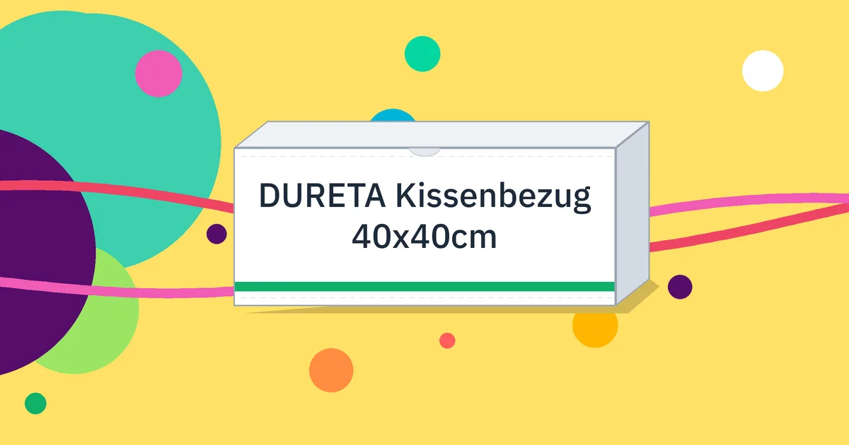Symbolbild: Packung mit der Aufschrift DURETA Kissenbezug 40x40cm (PZN 01856039) – Verfügbarkeit und Bezug in Apotheken in Frankfurt am Main