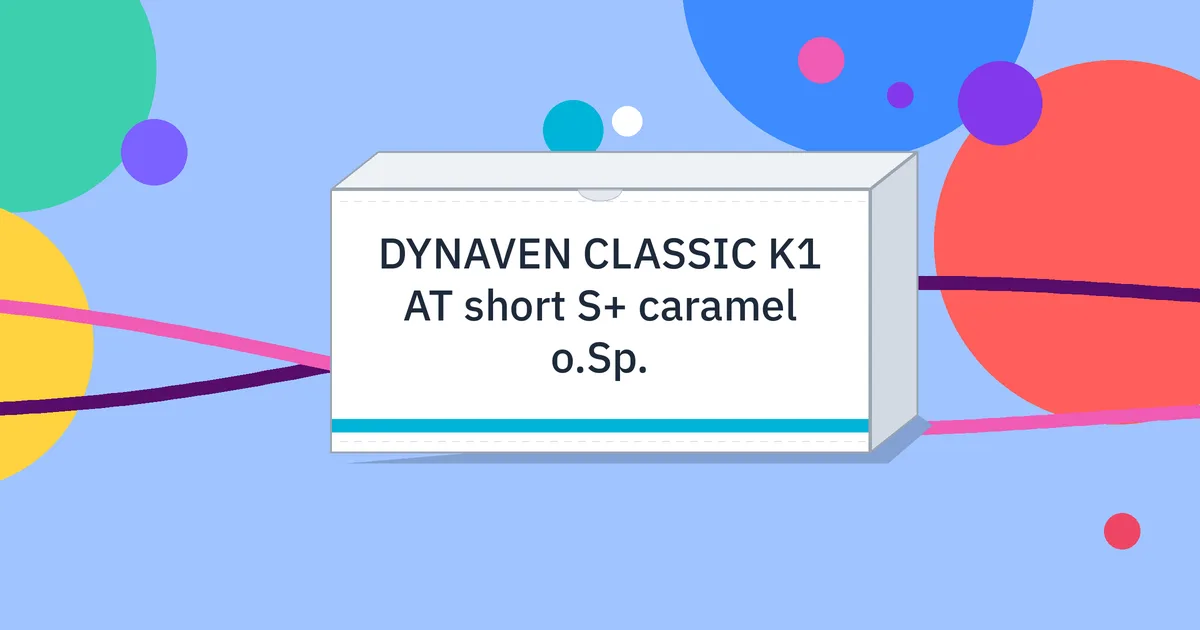 Symbolbild: Packung mit der Aufschrift DYNAVEN CLASSIC K1 AT short S+ caramel o.Sp. (PZN 18416132) – Verfügbarkeit und Bezug in Apotheken in Frankfurt am Main