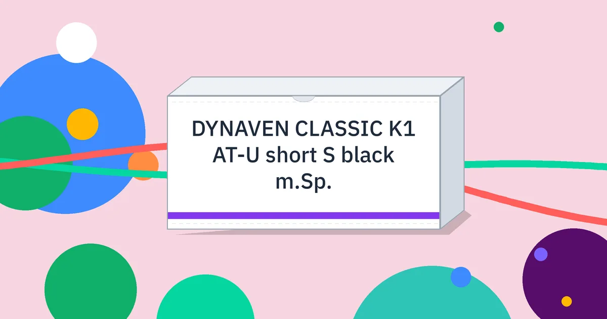 Symbolbild: Packung mit der Aufschrift DYNAVEN CLASSIC K1 AT-U short S black m.Sp. (PZN 18416793) – Verfügbarkeit und Bezug in Apotheken in Frankfurt am Main