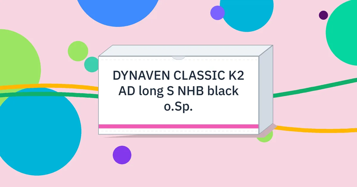 Symbolbild: Packung mit der Aufschrift DYNAVEN CLASSIC K2 AD long S NHB black o.Sp. (PZN 18417367) – Verfügbarkeit und Bezug in Apotheken in Frankfurt am Main