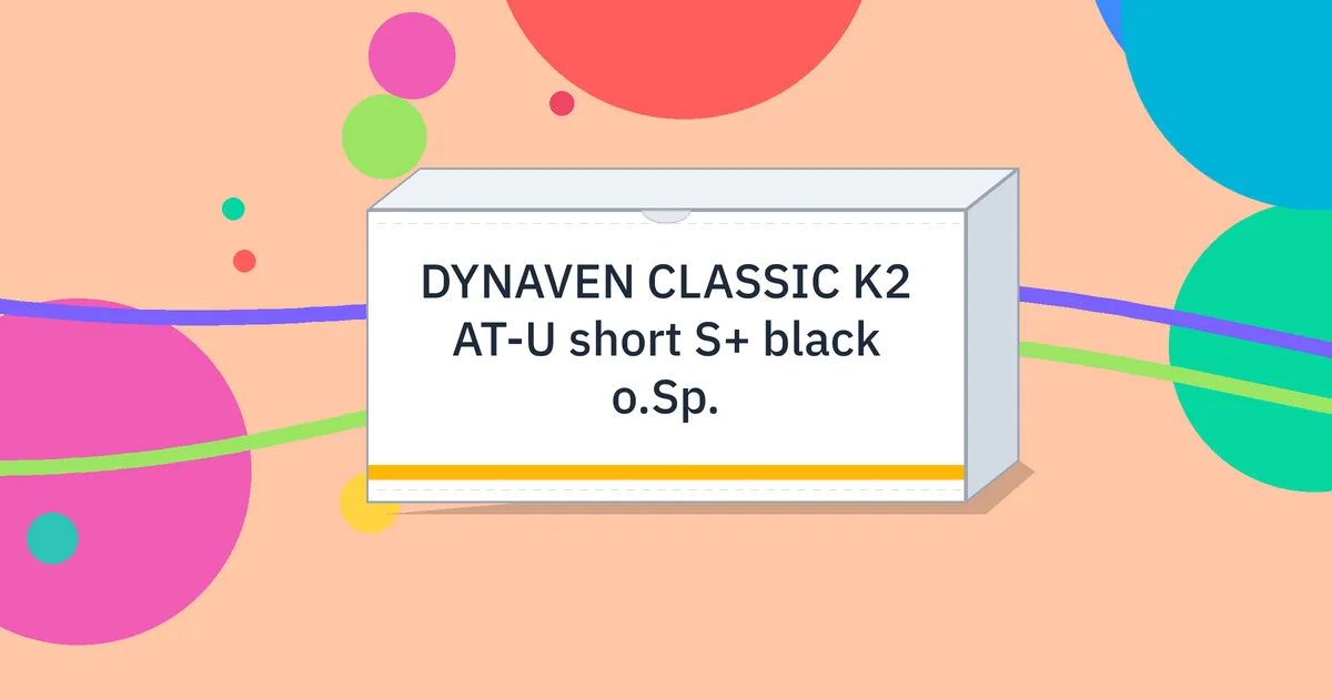 Symbolbild: Packung mit der Aufschrift DYNAVEN CLASSIC K2 AT-U short S+ black o.Sp. (PZN 18419509) – Verfügbarkeit und Bezug in Apotheken in Frankfurt am Main