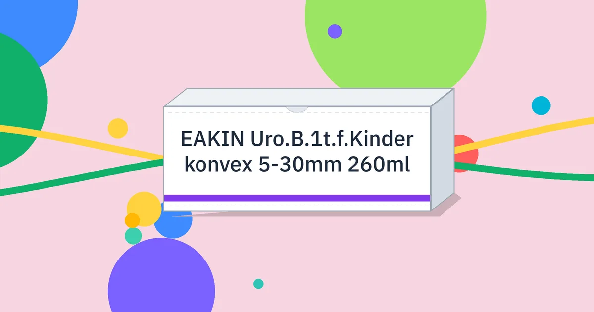 Symbolbild: Packung mit der Aufschrift EAKIN Uro.B.1t.f.Kinder konvex 5-30mm 260ml (PZN 09709042) – Verfügbarkeit und Bezug in Apotheken in Frankfurt am Main