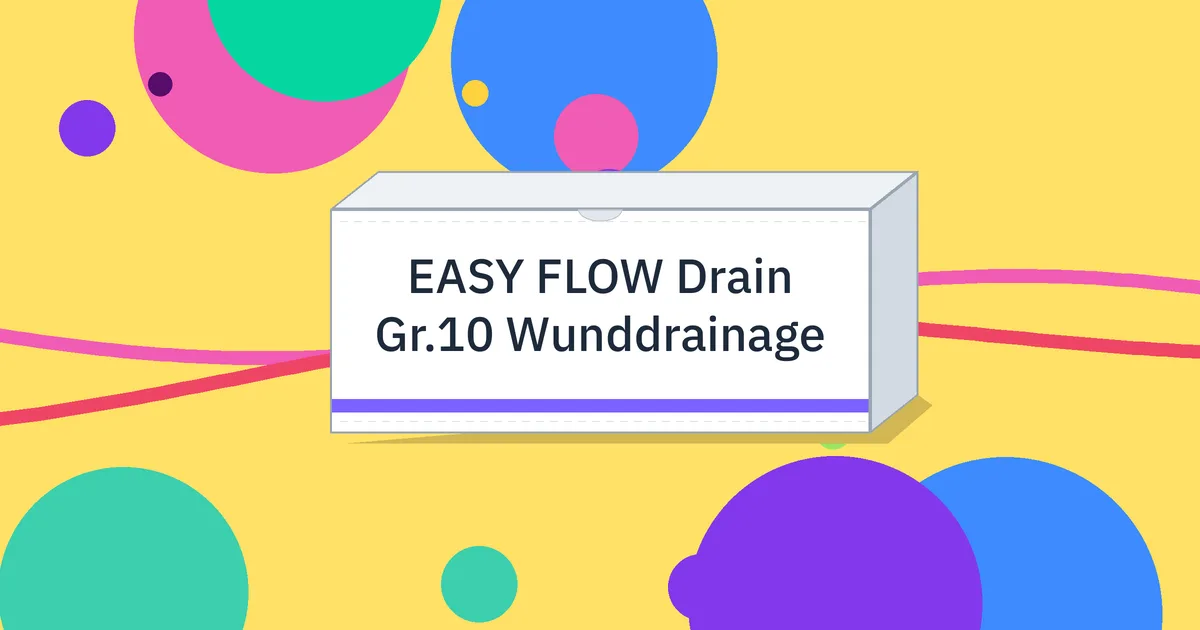 Symbolbild: Packung mit der Aufschrift EASY FLOW Drain Gr.10 Wunddrainage (PZN 07488861) – Verfügbarkeit und Bezug in Apotheken in Frankfurt am Main