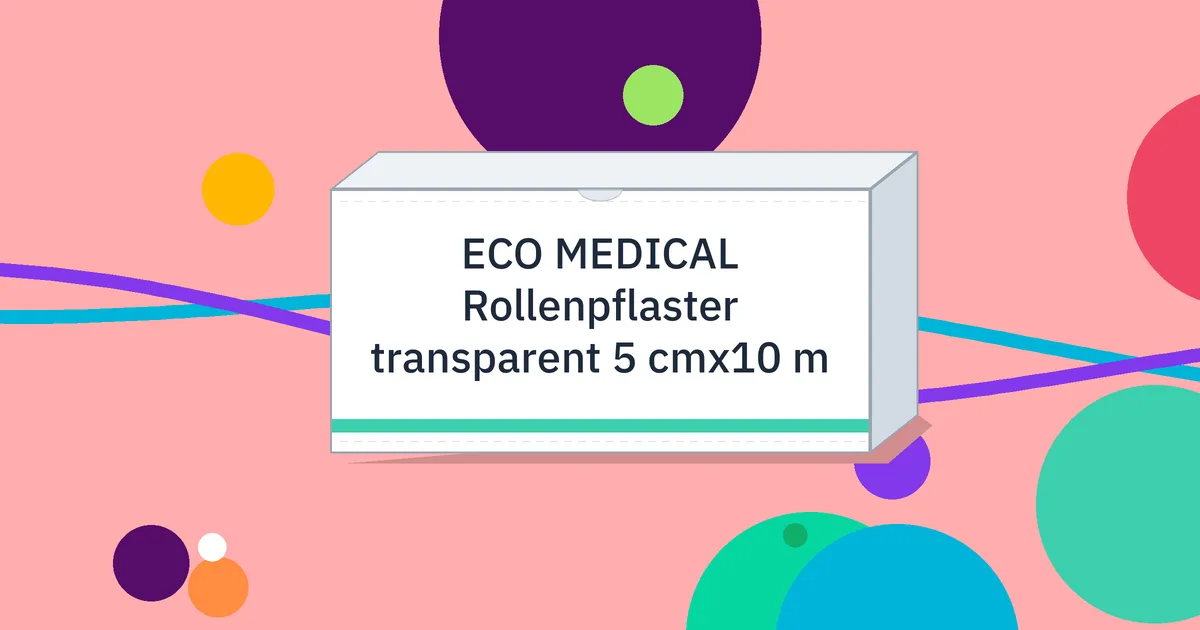 Symbolbild: Packung mit der Aufschrift ECO MEDICAL Rollenpflaster transparent 5 cmx10 m (PZN 01323082) – Verfügbarkeit und Bezug in Apotheken in Frankfurt am Main