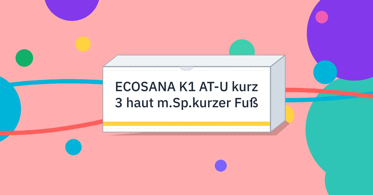 Symbolbild: Packung mit der Aufschrift ECOSANA K1 AT-U kurz 3 haut m.Sp.kurzer Fuß (PZN 04733900) – Verfügbarkeit und Bezug in Apotheken in Frankfurt am Main