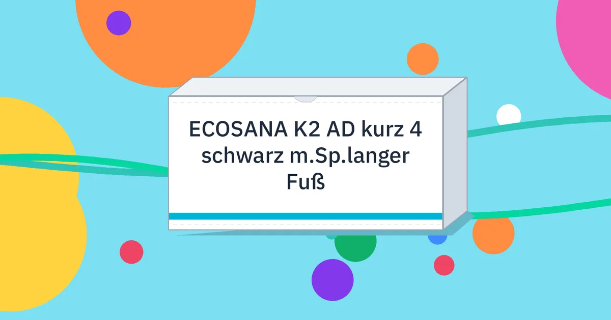 Symbolbild: Packung mit der Aufschrift ECOSANA K2 AD kurz 4 schwarz m.Sp.langer Fuß (PZN 10954120) – Verfügbarkeit und Bezug in Apotheken in Frankfurt am Main