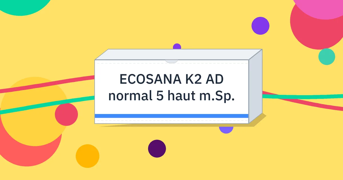 Symbolbild: Packung mit der Aufschrift ECOSANA K2 AD normal 5 haut m.Sp. (PZN 01350311) – Verfügbarkeit und Bezug in Apotheken in Frankfurt am Main