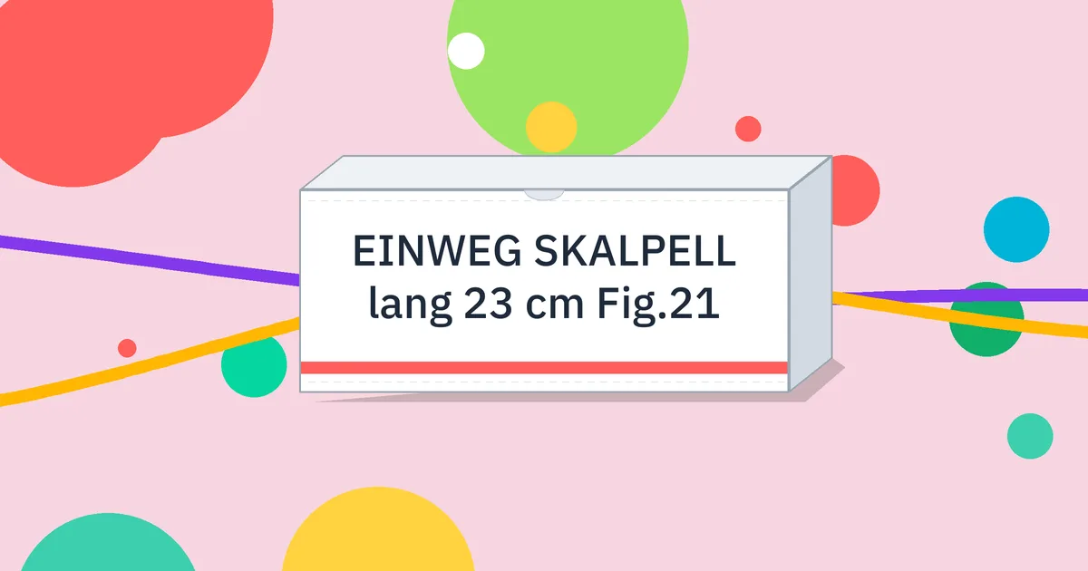 Symbolbild: Packung mit der Aufschrift EINWEG SKALPELL lang 23 cm Fig.21 (PZN 09291039) – Verfügbarkeit und Bezug in Apotheken in Frankfurt am Main