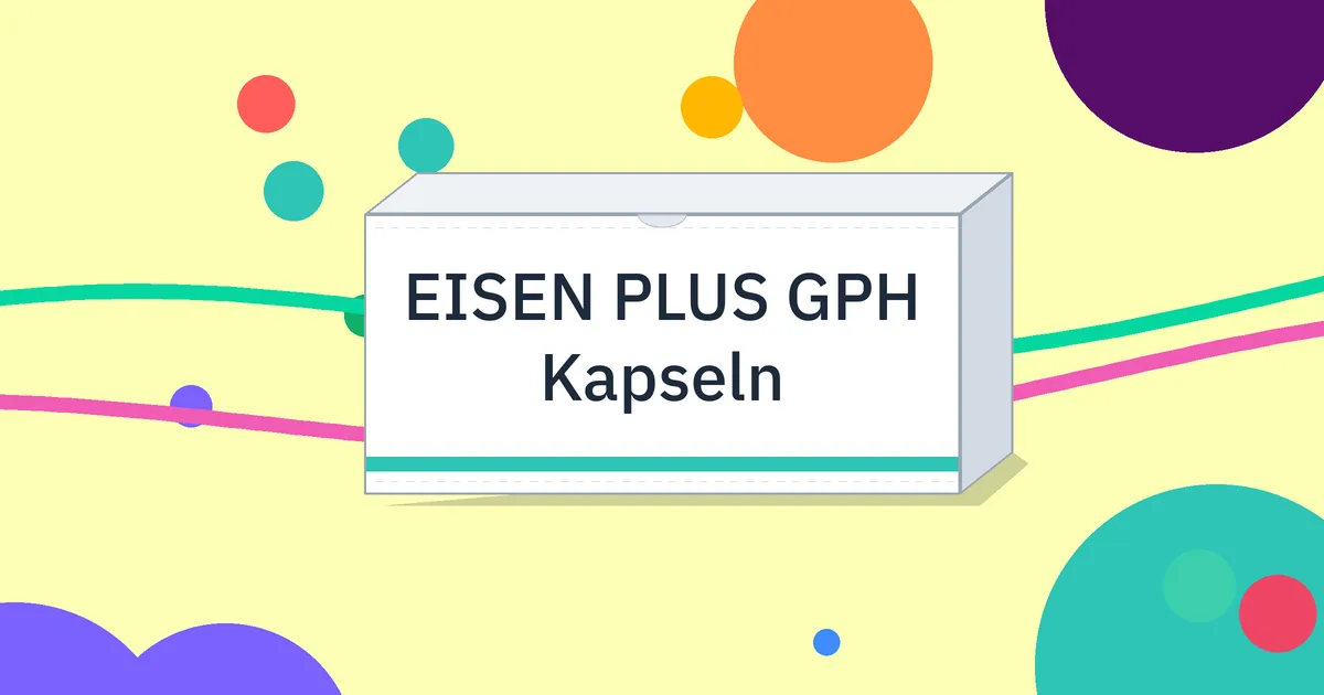 Symbolbild: Packung mit der Aufschrift EISEN PLUS GPH Kapseln (PZN 16935649) – Verfügbarkeit und Bezug in Apotheken in Frankfurt am Main
