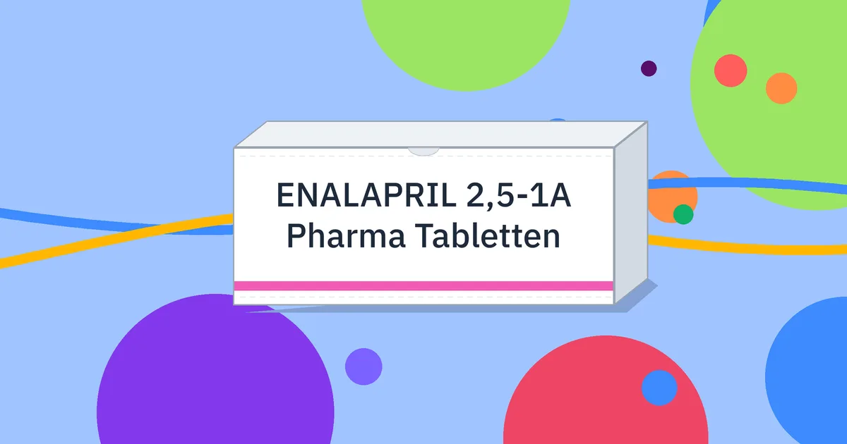 Symbolbild: Packung mit der Aufschrift ENALAPRIL 2,5-1A Pharma Tabletten (PZN 02331497) – Verfügbarkeit und Bezug in Apotheken in Frankfurt am Main