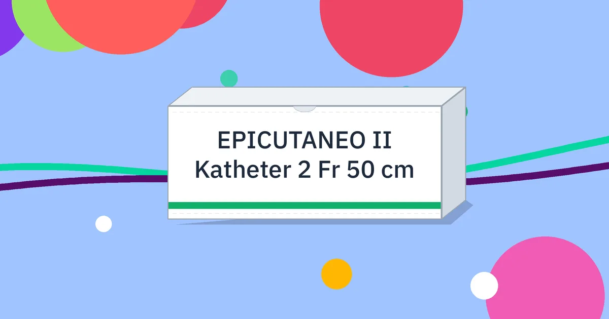 Symbolbild: Packung mit der Aufschrift EPICUTANEO II Katheter 2 Fr 50 cm (PZN 09513971) – Verfügbarkeit und Bezug in Apotheken in Frankfurt am Main