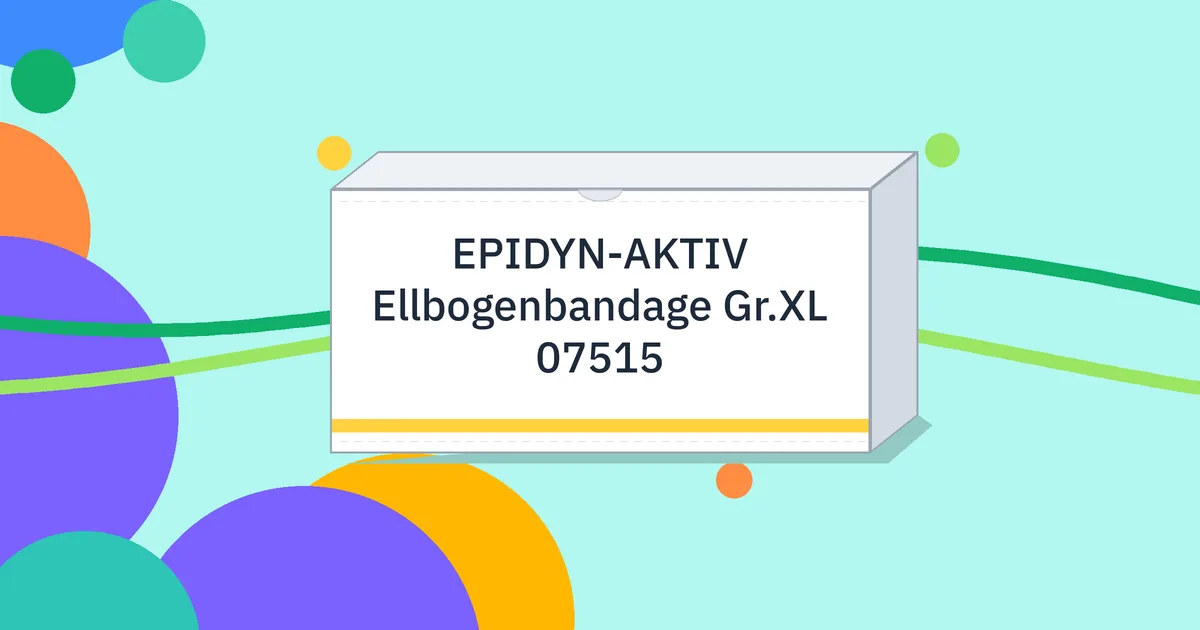 Symbolbild: Packung mit der Aufschrift EPIDYN-AKTIV Ellbogenbandage Gr.XL 07515 (PZN 09063350) – Verfügbarkeit und Bezug in Apotheken in Frankfurt am Main