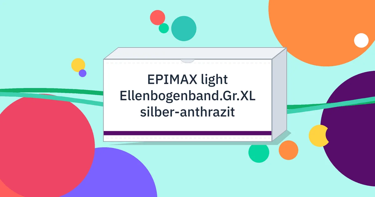 Symbolbild: Packung mit der Aufschrift EPIMAX light Ellenbogenband.Gr.XL silber-anthrazit (PZN 11097178) – Verfügbarkeit und Bezug in Apotheken in Frankfurt am Main