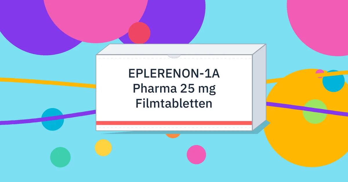 Symbolbild: Packung mit der Aufschrift EPLERENON-1A Pharma 25 mg Filmtabletten (PZN 10991173) – Verfügbarkeit und Bezug in Apotheken in Frankfurt am Main
