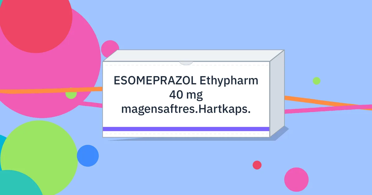 Symbolbild: Packung mit der Aufschrift ESOMEPRAZOL Ethypharm 40 mg magensaftres.Hartkaps. (PZN 11521162) – Verfügbarkeit und Bezug in Apotheken in Frankfurt am Main