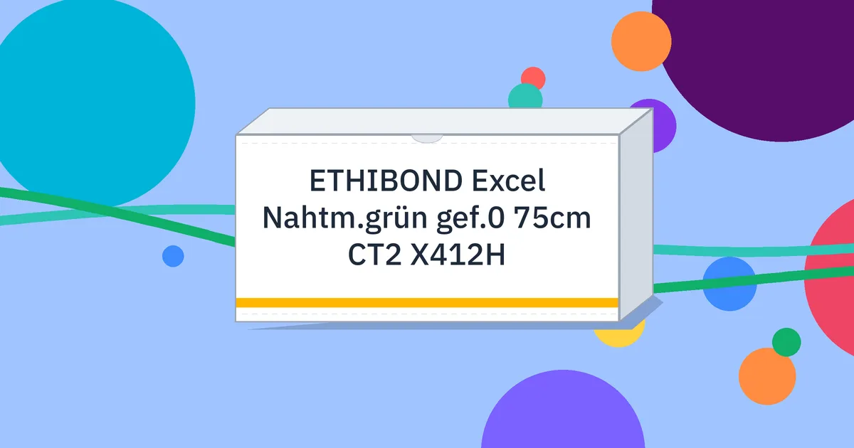 Symbolbild: Packung mit der Aufschrift ETHIBOND Excel Nahtm.grün gef.0 75cm CT2 X412H (PZN 19764355) – Verfügbarkeit und Bezug in Apotheken in Frankfurt am Main