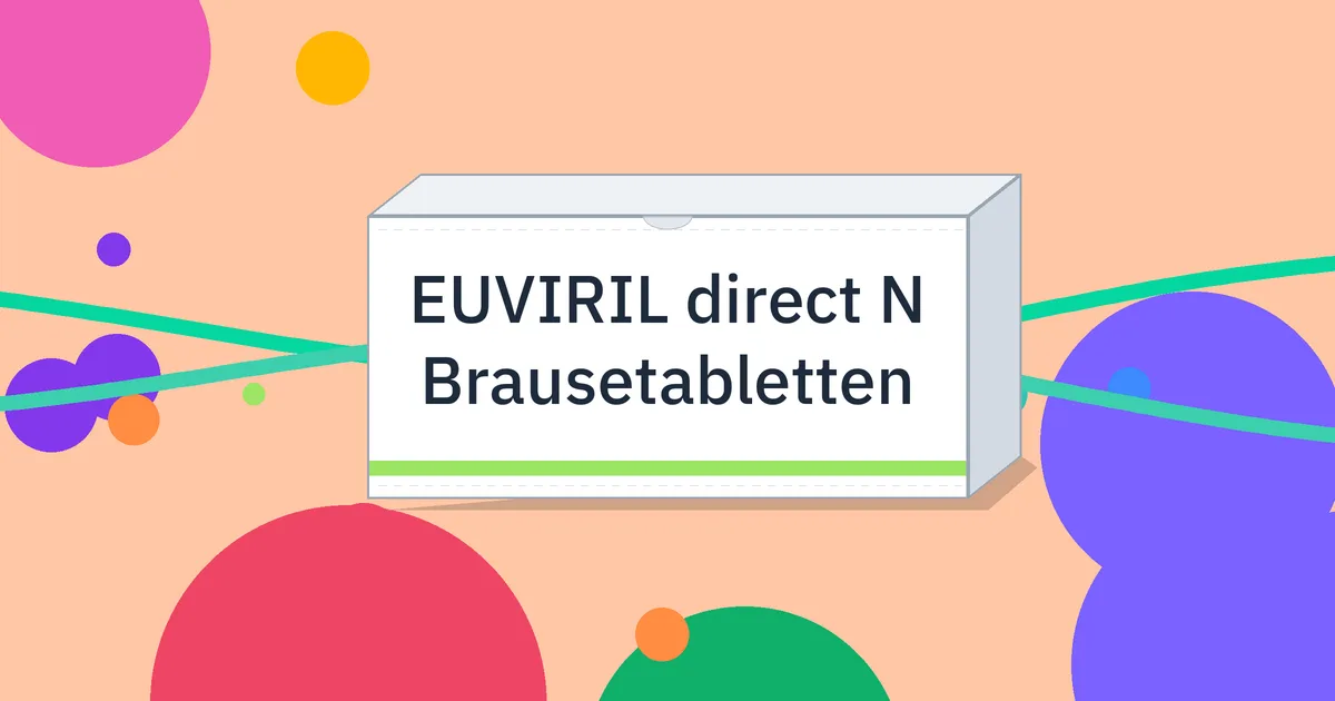 Symbolbild: Packung mit der Aufschrift EUVIRIL direct N Brausetabletten (PZN 19420242) – Verfügbarkeit und Bezug in Apotheken in Frankfurt am Main
