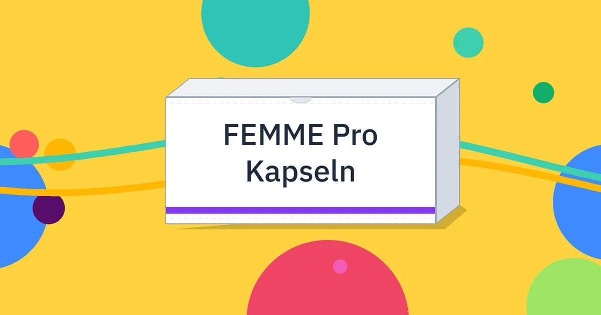 Symbolbild: Packung mit der Aufschrift FEMME Pro Kapseln (PZN 10996868) – Verfügbarkeit und Bezug in Apotheken in Frankfurt am Main
