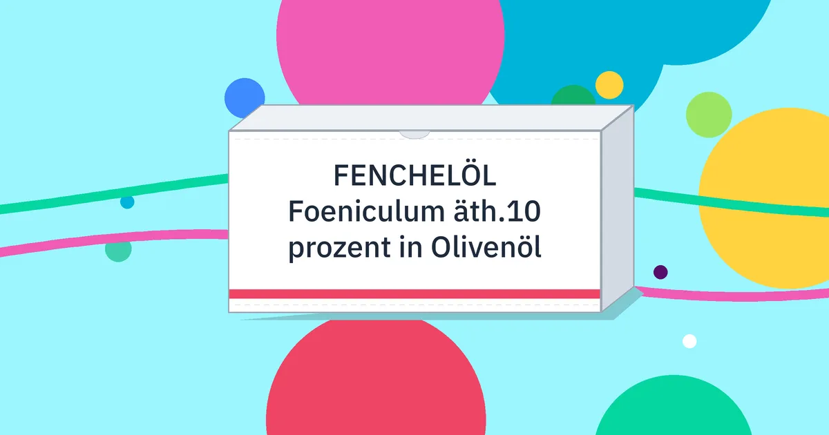 Symbolbild: Packung mit der Aufschrift FENCHELÖL Foeniculum äth.10 prozent in Olivenöl (PZN 02466731) – Verfügbarkeit und Bezug in Apotheken in Frankfurt am Main