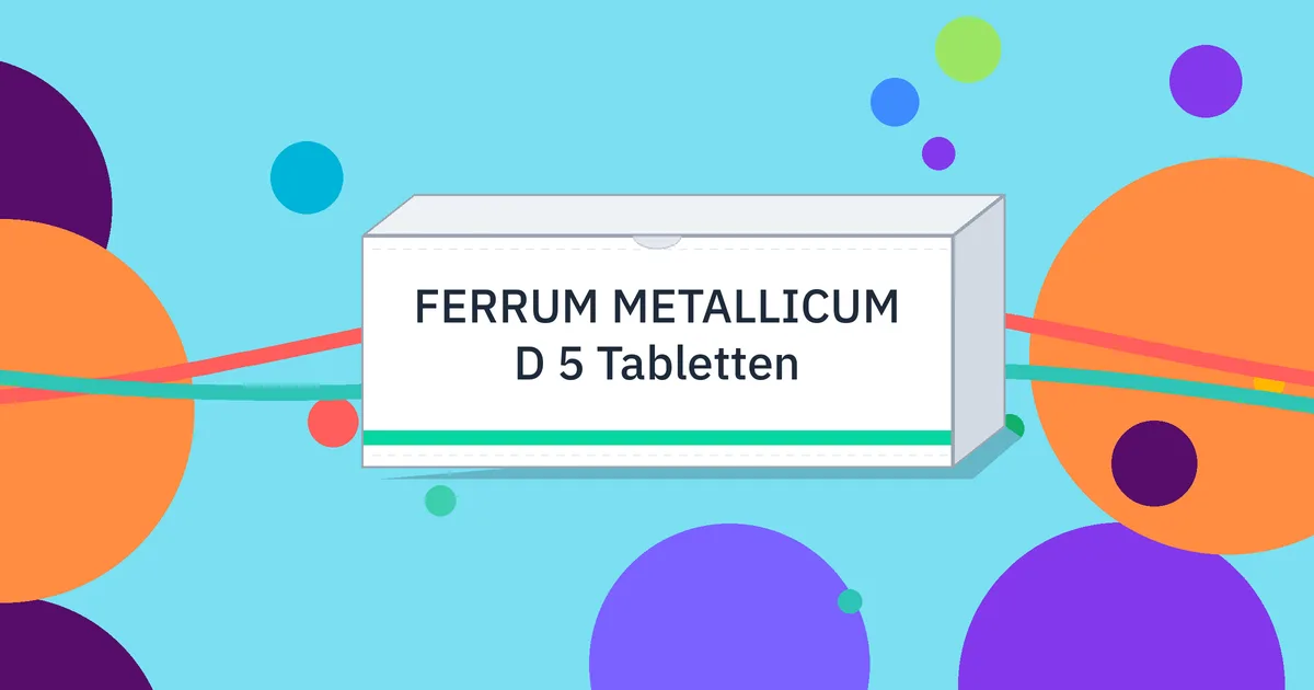 Symbolbild: Packung mit der Aufschrift FERRUM METALLICUM D 5 Tabletten (PZN 07167921) – Verfügbarkeit und Bezug in Apotheken in Frankfurt am Main