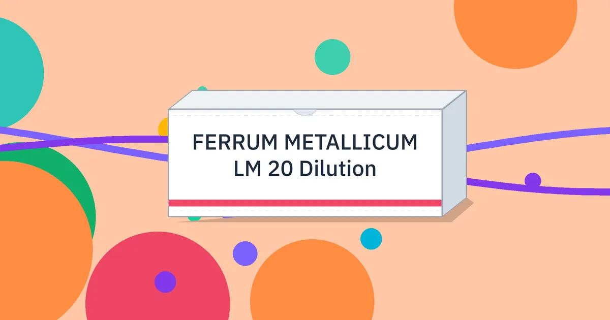 Symbolbild: Packung mit der Aufschrift FERRUM METALLICUM LM 20 Dilution (PZN 12850376) – Verfügbarkeit und Bezug in Apotheken in Frankfurt am Main