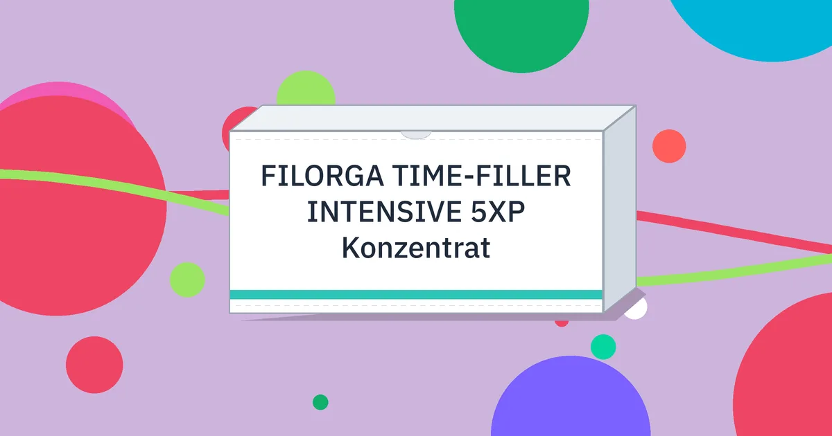 Symbolbild: Packung mit der Aufschrift FILORGA TIME-FILLER INTENSIVE 5XP Konzentrat (PZN 19729519) – Verfügbarkeit und Bezug in Apotheken in Frankfurt am Main