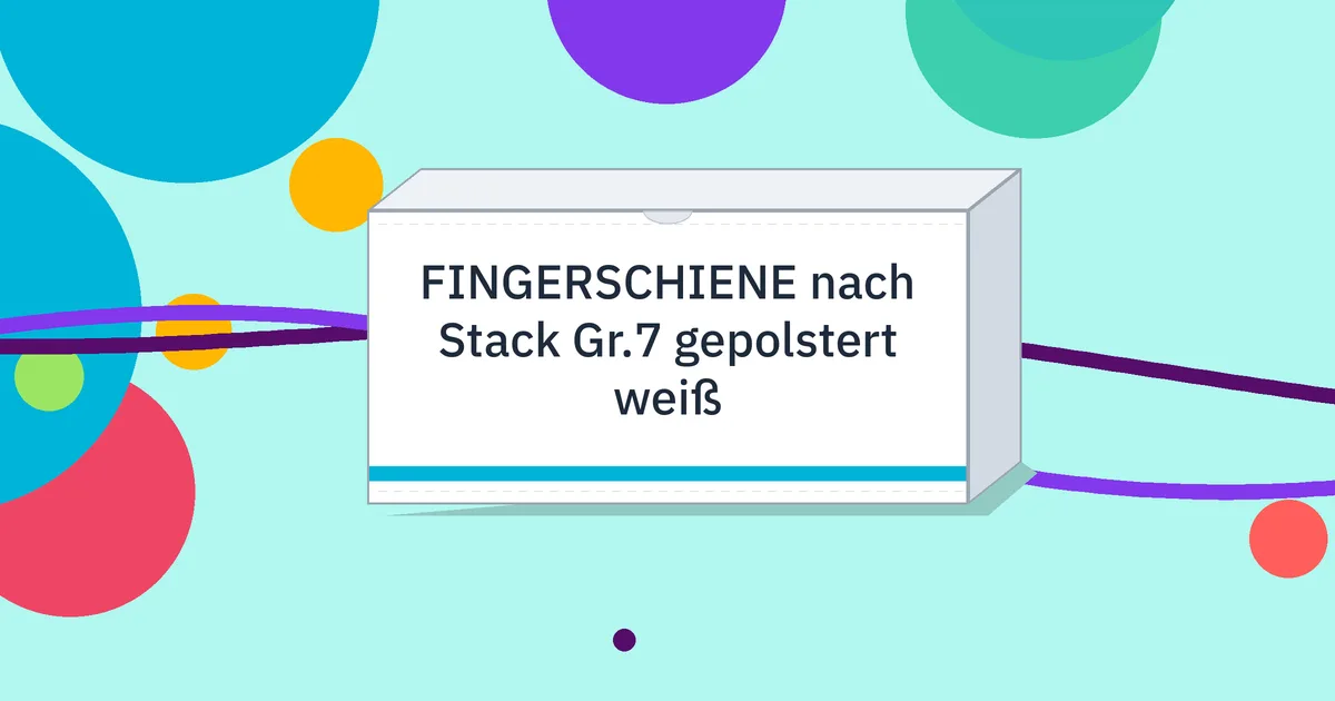 Symbolbild: Packung mit der Aufschrift FINGERSCHIENE nach Stack Gr.7 gepolstert weiß (PZN 07014577) – Verfügbarkeit und Bezug in Apotheken in Frankfurt am Main