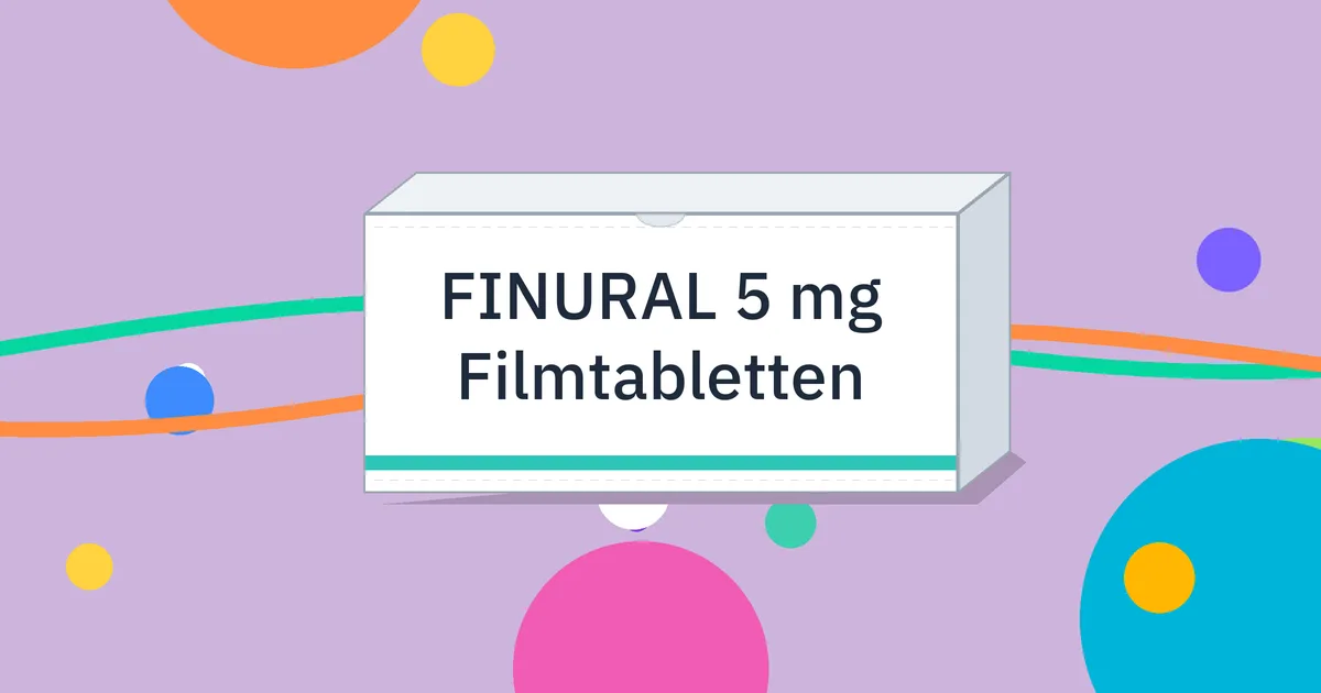 Symbolbild: Packung mit der Aufschrift FINURAL 5 mg Filmtabletten (PZN 03339331) – Verfügbarkeit und Bezug in Apotheken in Frankfurt am Main