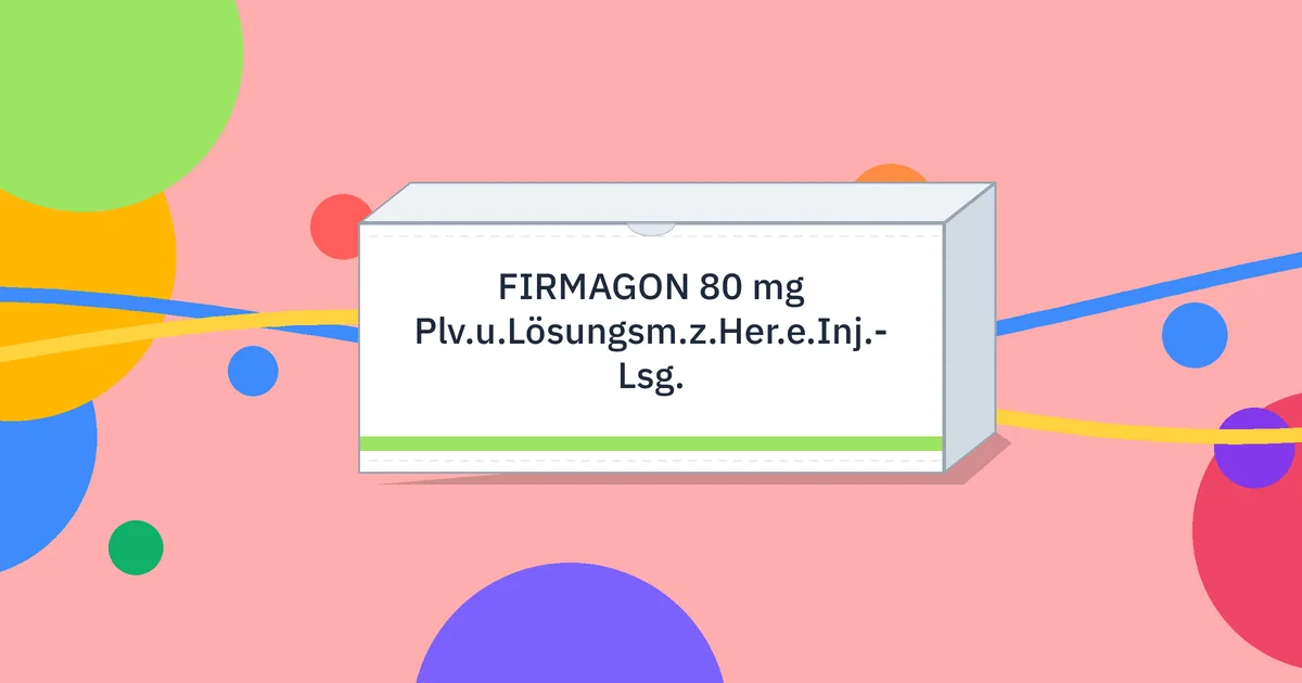 Symbolbild: Packung mit der Aufschrift FIRMAGON 80 mg Plv.u.Lösungsm.z.Her.e.Inj.-Lsg. (PZN 09043258) – Verfügbarkeit und Bezug in Apotheken in Frankfurt am Main